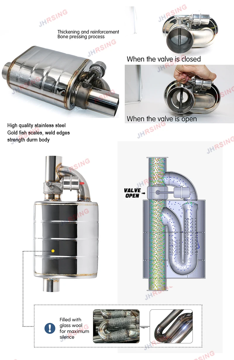 Universal Valvetronic Exhaust Muffler Stainless Steel Pipe