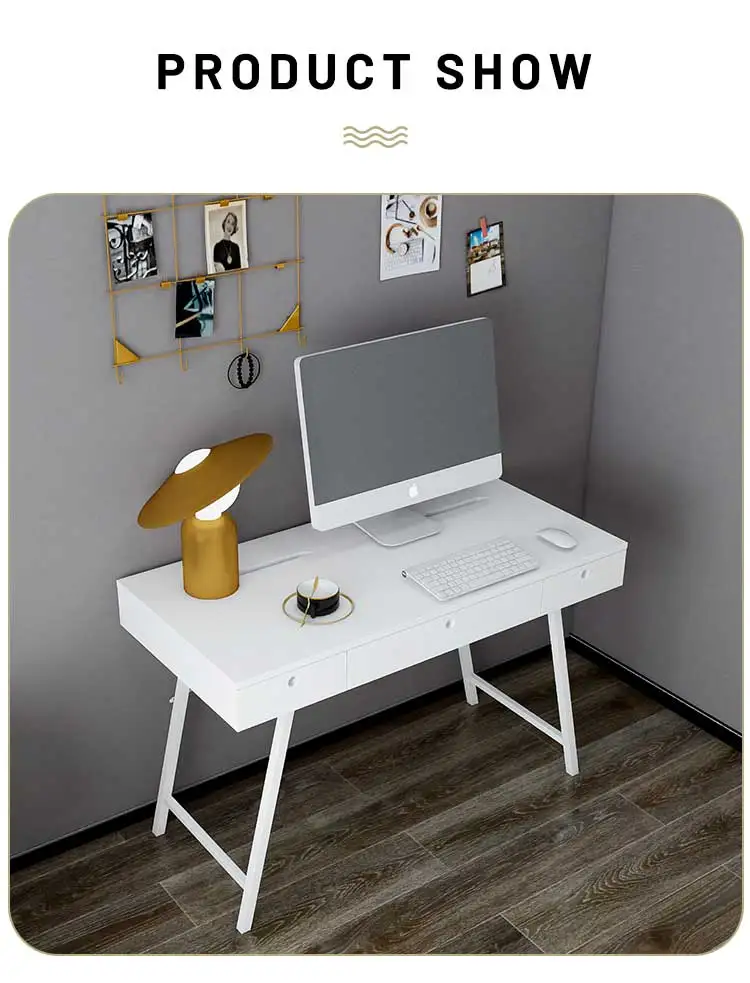 White Metal Feet Computer Workstation Table Desk In Uv Matt Paint Study ...