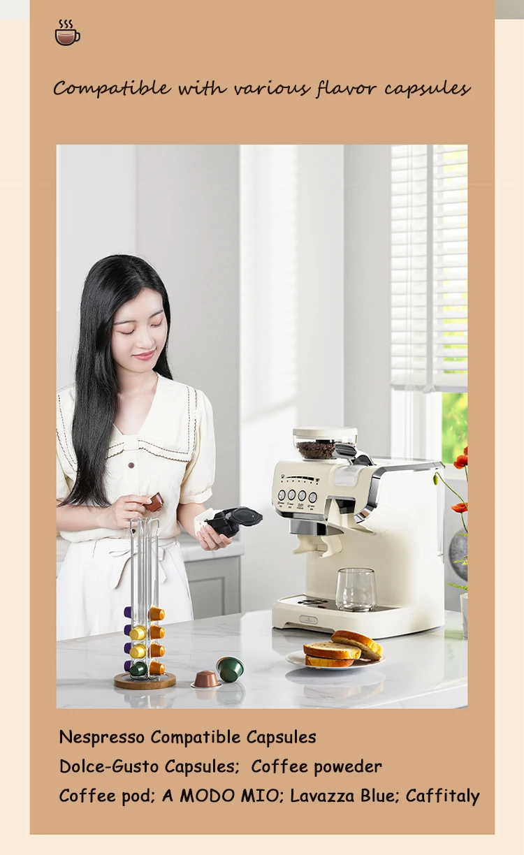 All in One Capsule Coffee Maker - Soft Pod Automatic Espresso