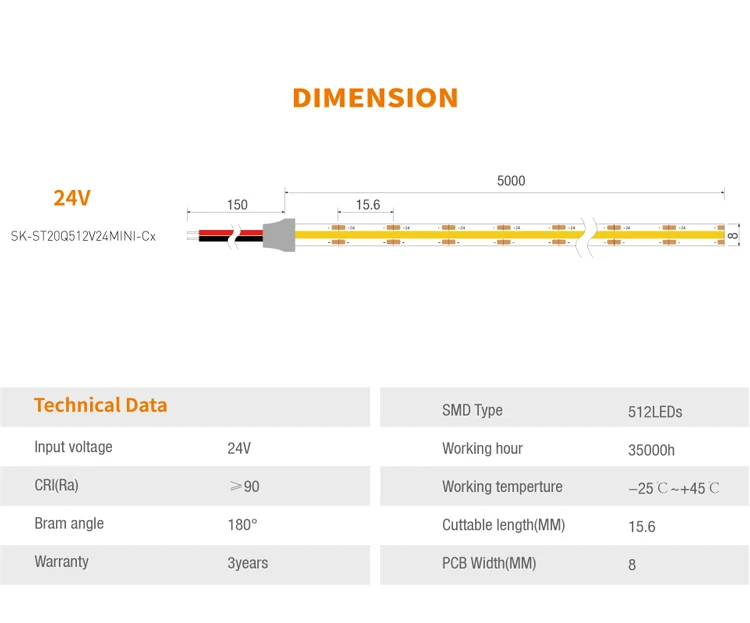 Wholesale Factory 10W/M 8MM Free Cutting Flexible COB Led Strip 512leds ...