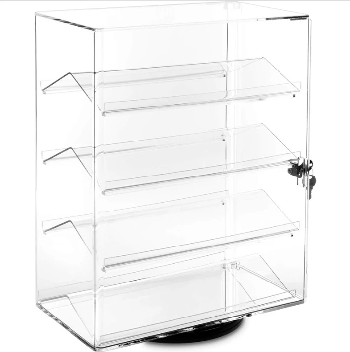 4-Layer Lockable Acrylic Storage Cabinet Transparent Sunglasses Display ...