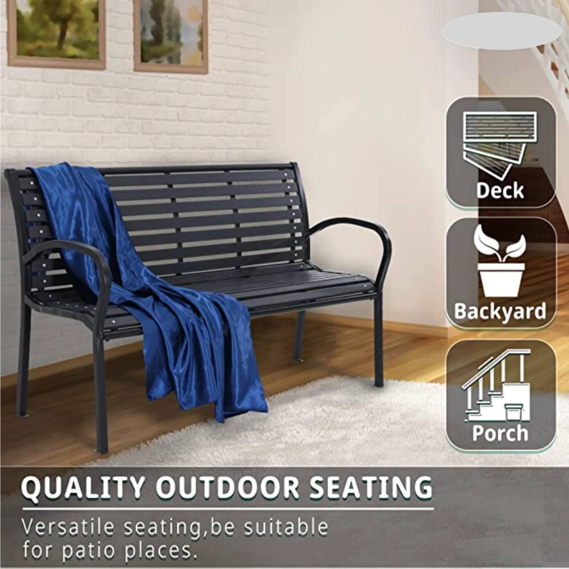 Steel Frame Outdoor Furniture Garden Bench Wpc Bench Park Bench Garden ...