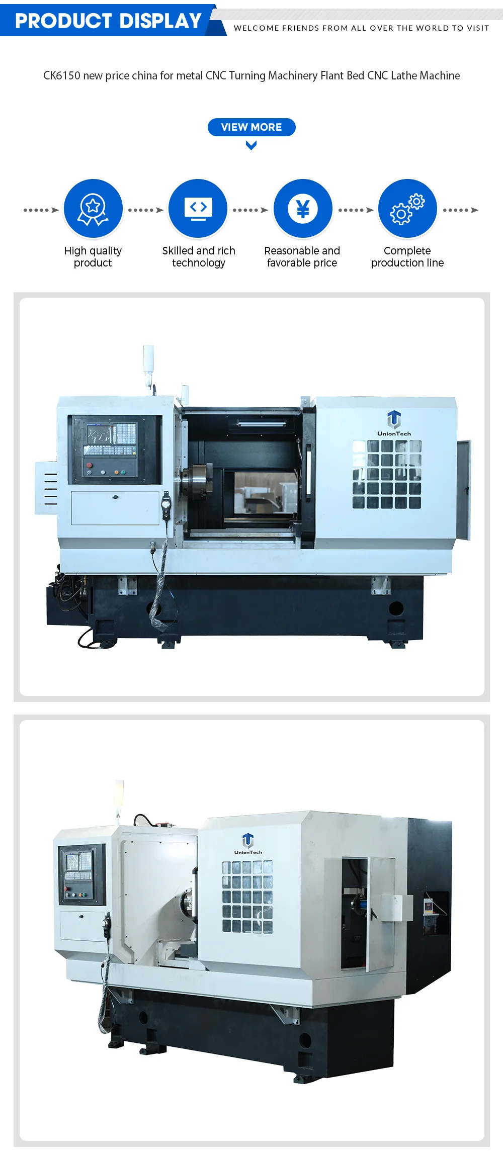 High Precision CK6150 CNC Lathe with GSK System & Siemens 808D Control