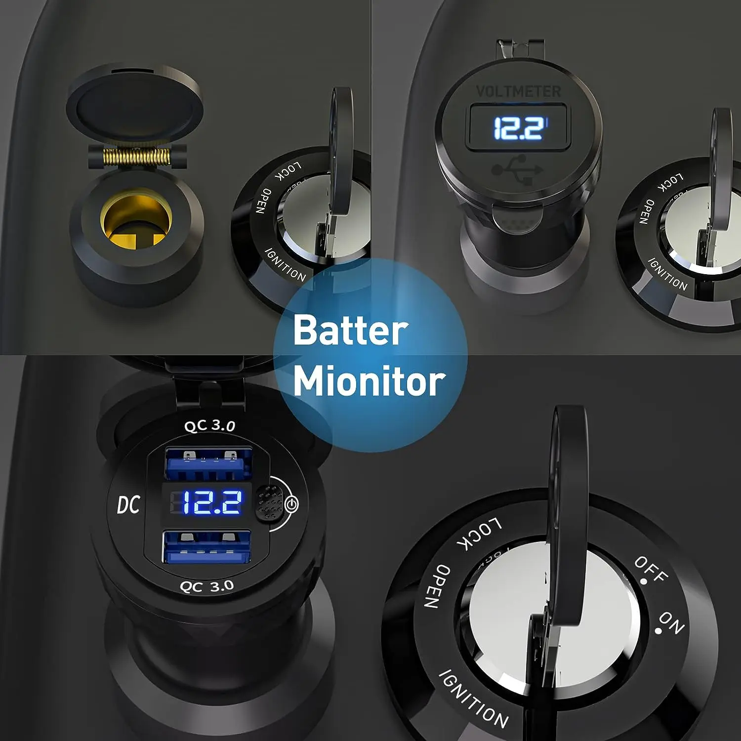 Motorcycle QC 3.0 Motorcycle Socket 12v to Usb c Eu Plug Hella DIN Plug ...
