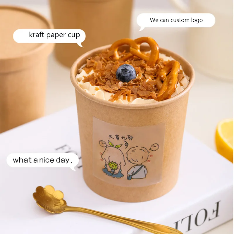 Square Yogurt Packaging Boxes Frozen Sundae Gelato Container Plastic ...