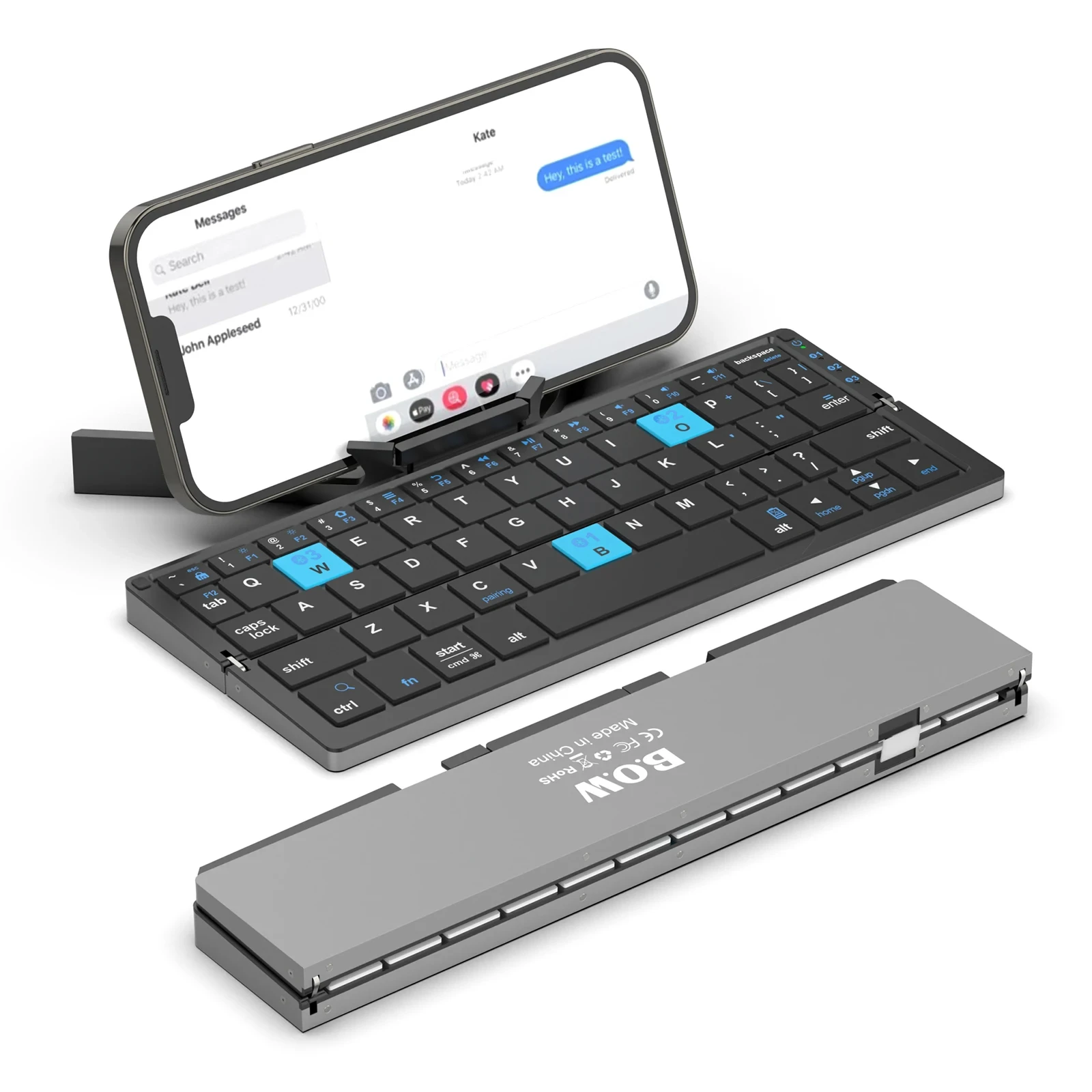 QWERTY Wireless Folding Keyboard Lightweight Aluminum Rechargeable for ...
