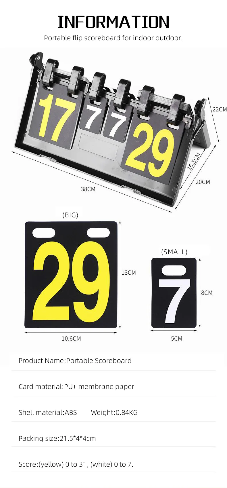 ABS Material Scoreboard - Portable & Lightweight for Sports