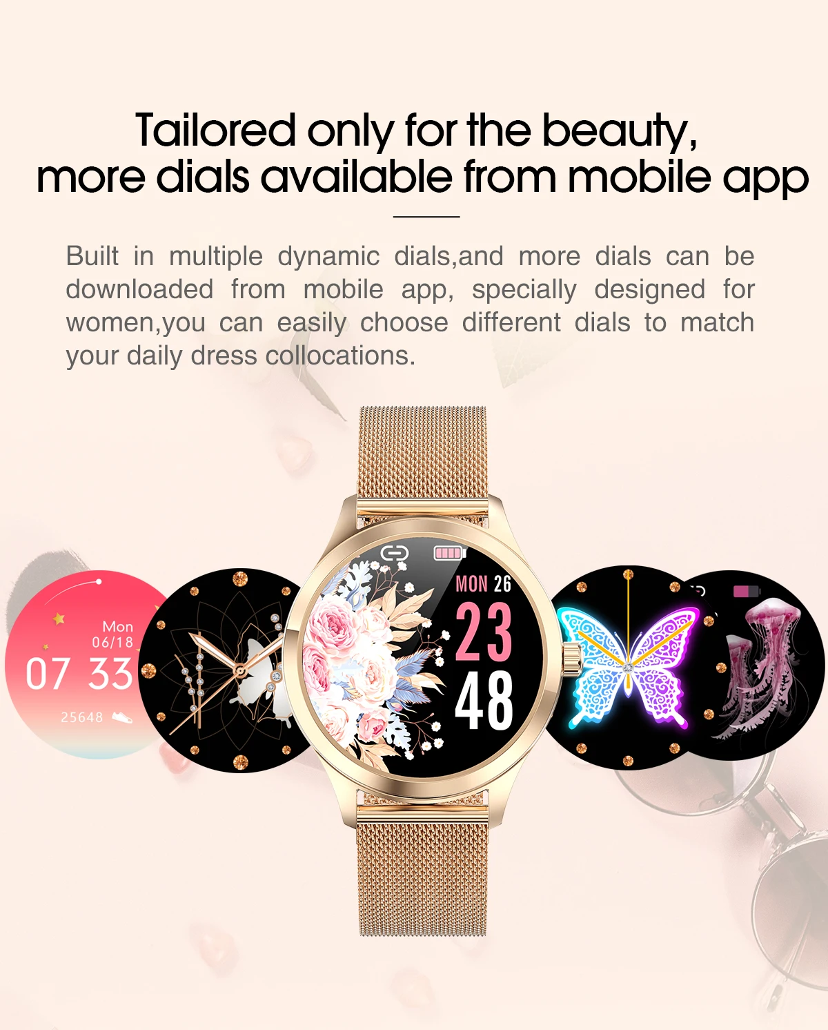 LW07 Women’s Smartwatch with Fitcloud Pro APP & Heart Rate Tracker