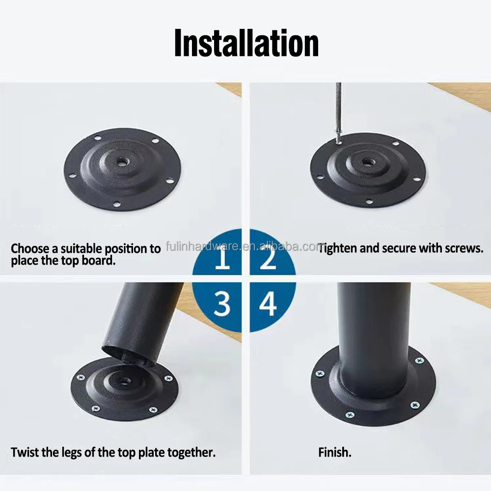 Metal Black Wood Grain Table Legs with Wheels Furniture Legs Heavy Duty ...