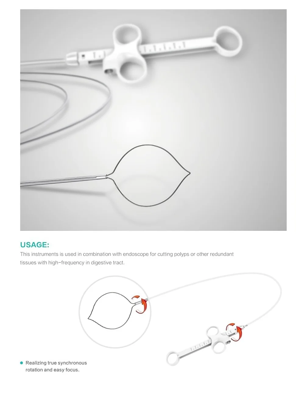 Disposable Snare Standard Polypectomy Snare Surgical Instrument ...