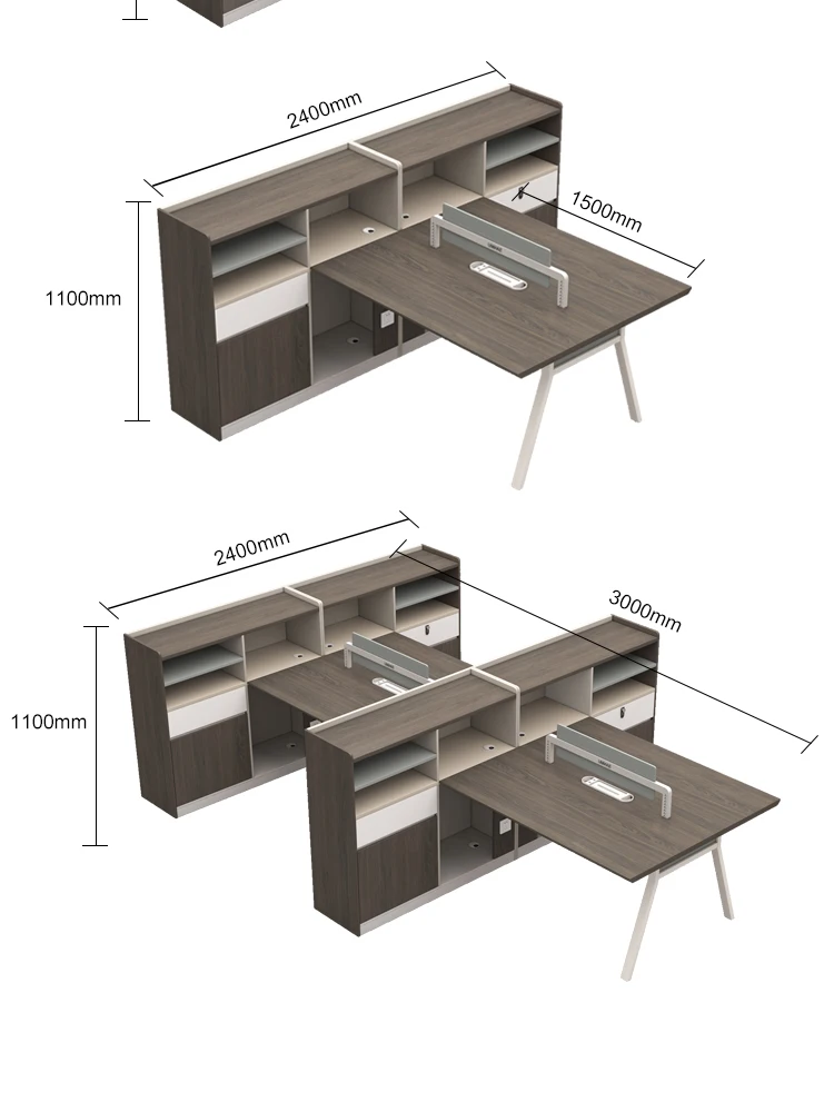 Modern Executive L-Shaped Double Desk for Two Person Office Workstation ...
