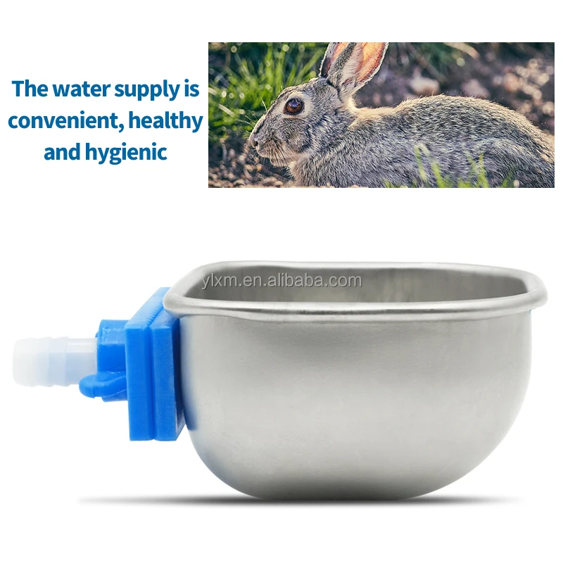 360 Degree Nipple Automatic Rabbit Cage Water Bowl Drinker Stainless ...