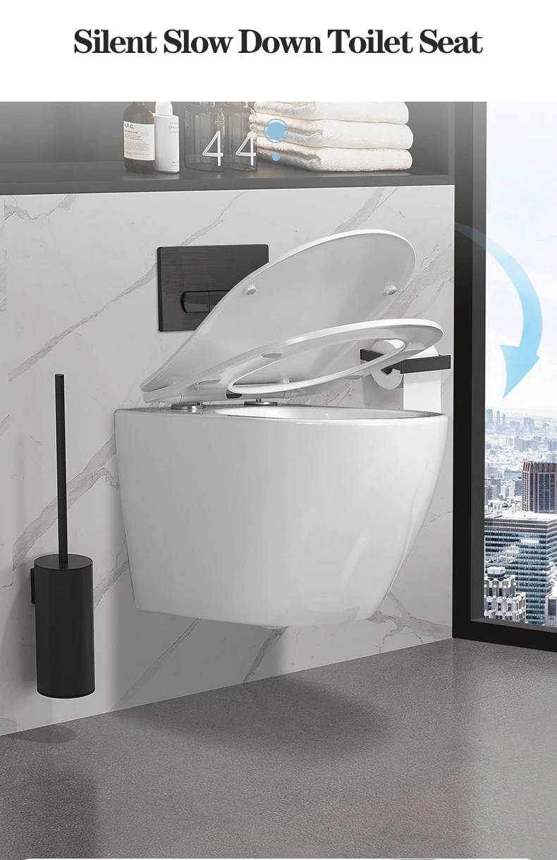 Luxury Concealed Tank Bathroom Colorful Matt Grey Wall-mounted Rimless ...