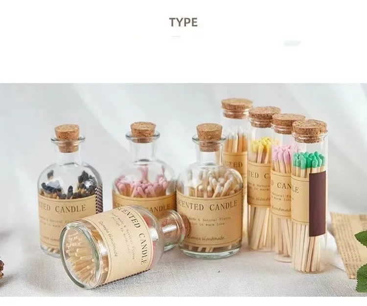 Custom Colorful Match Sticks in Glass Jar - Safe & Stylish
