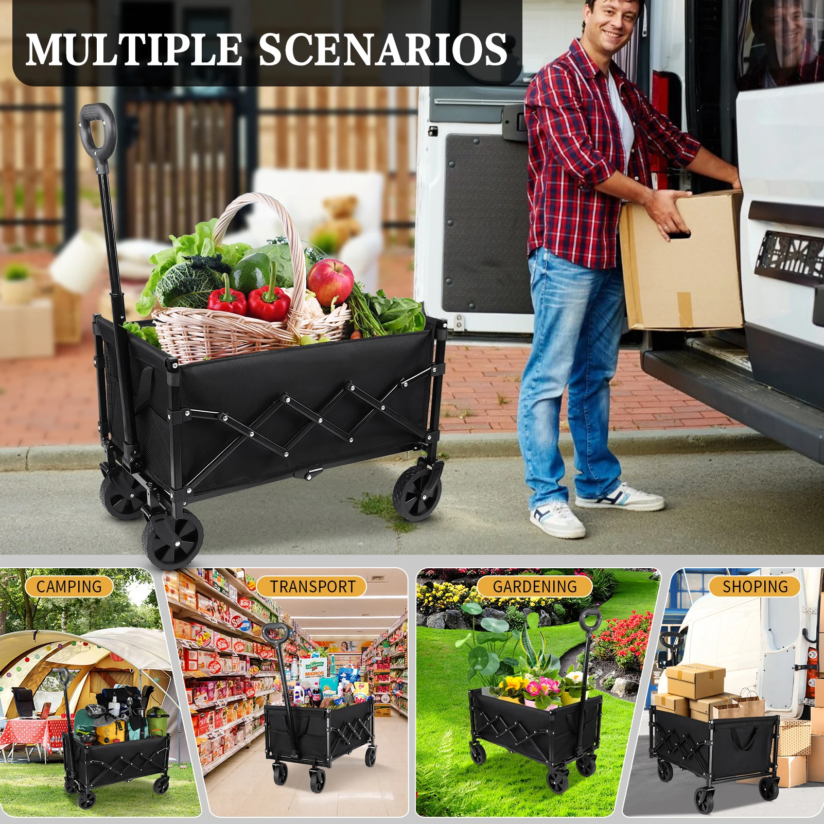 Hand Carts Trolley Folding Wagon Outdoor Foldable Wagon Cart Trolley ...