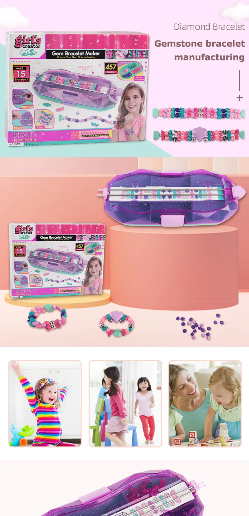 Colorful Girls Beads Diy Jewelry Making Kit Creative Diy Bead Diy Craft ...