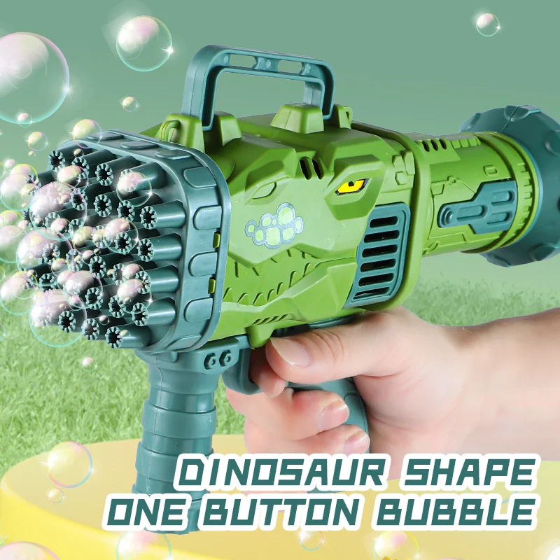 Longxi Bubble Gun 32 Holes Dinosaur Bubble Toys Machine Electric Bubble Gun Gatling Summer ...