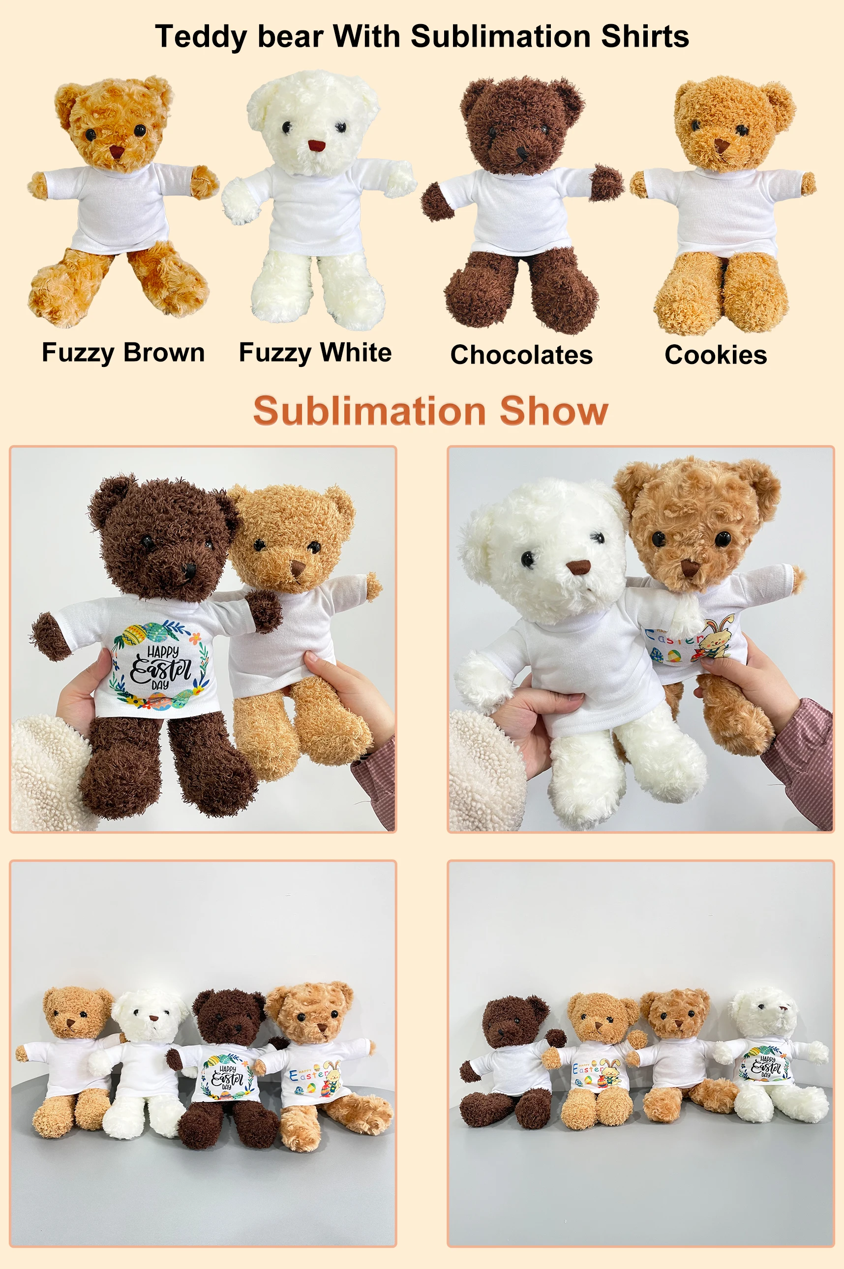 Usa Blank Sublimation Cute Plush Sublimation Teddy Bear With White T ...