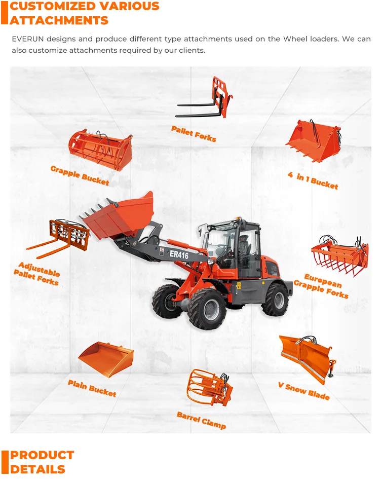 Everun New Design 1600kg ER416 Machinery with Quick Hitch Bucket ...