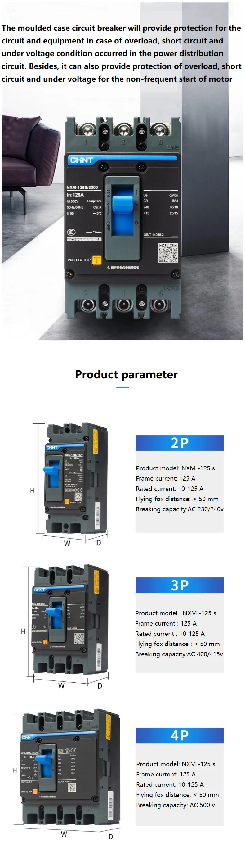 Three-phase MCCB 63A to 1200A - Reliable Circuit Breakers