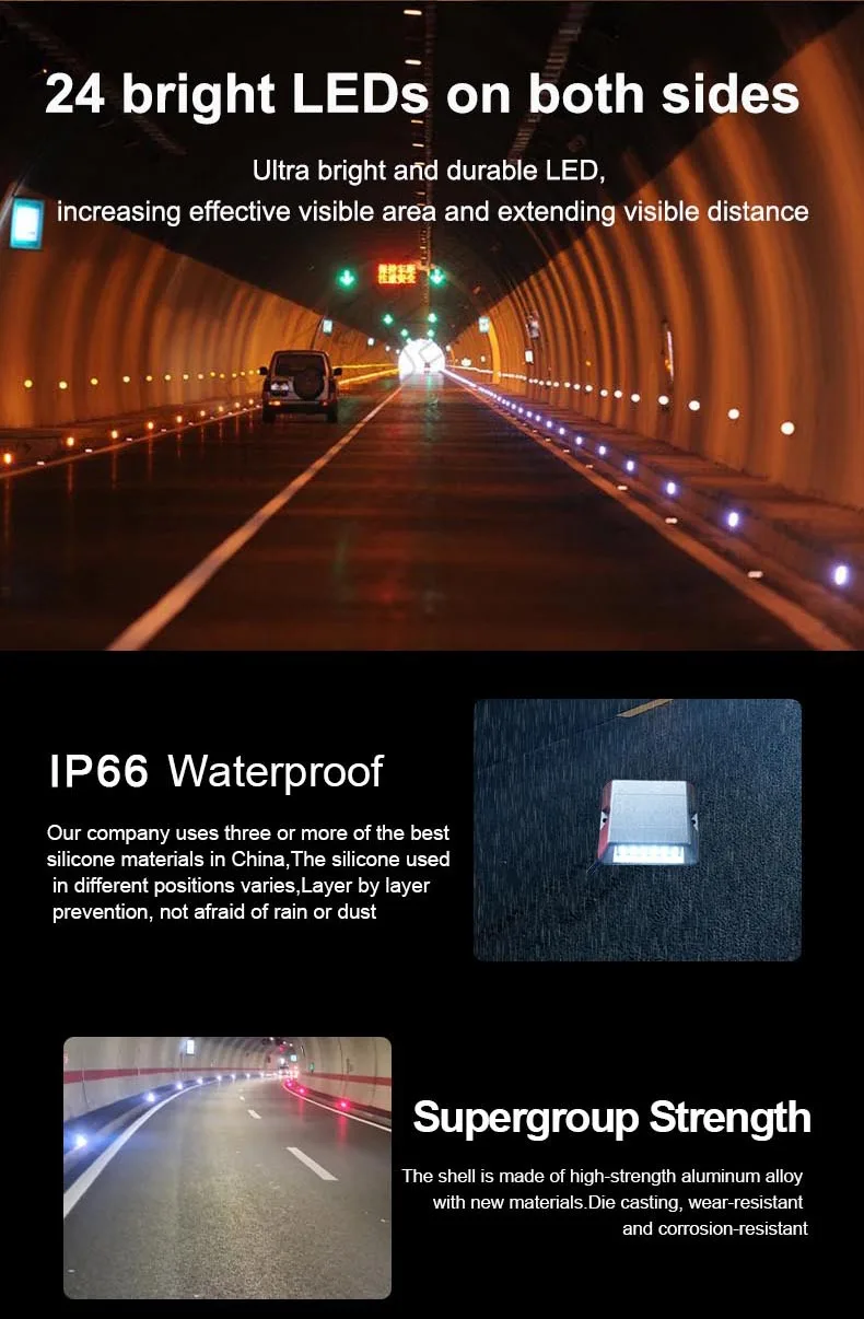 LED Cat Eye Solar Road Spike IP68 Steel Plastic Flashing Pavement ...