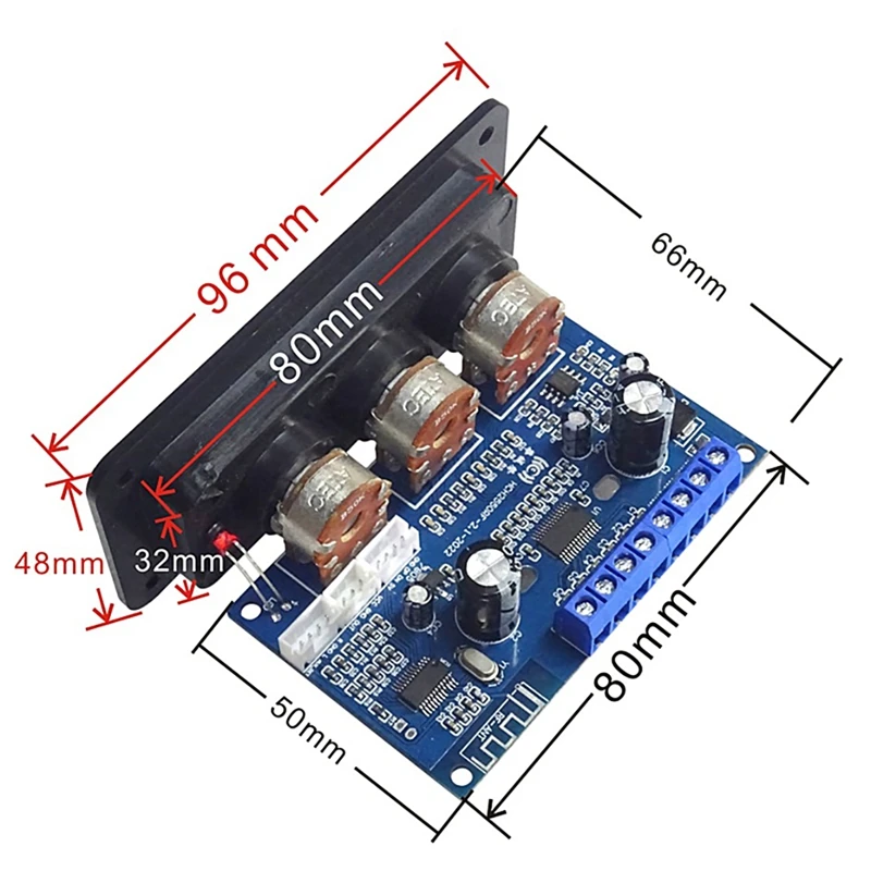 2.1 Channel Digital Power Amplifier Board 2x25w+50w Bt 5.0 Subwoofer ...