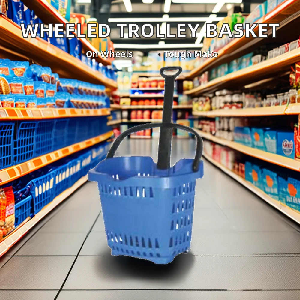 Wholesale Durable Plastic Roller Shopping Trolley Basket with Wheels ...