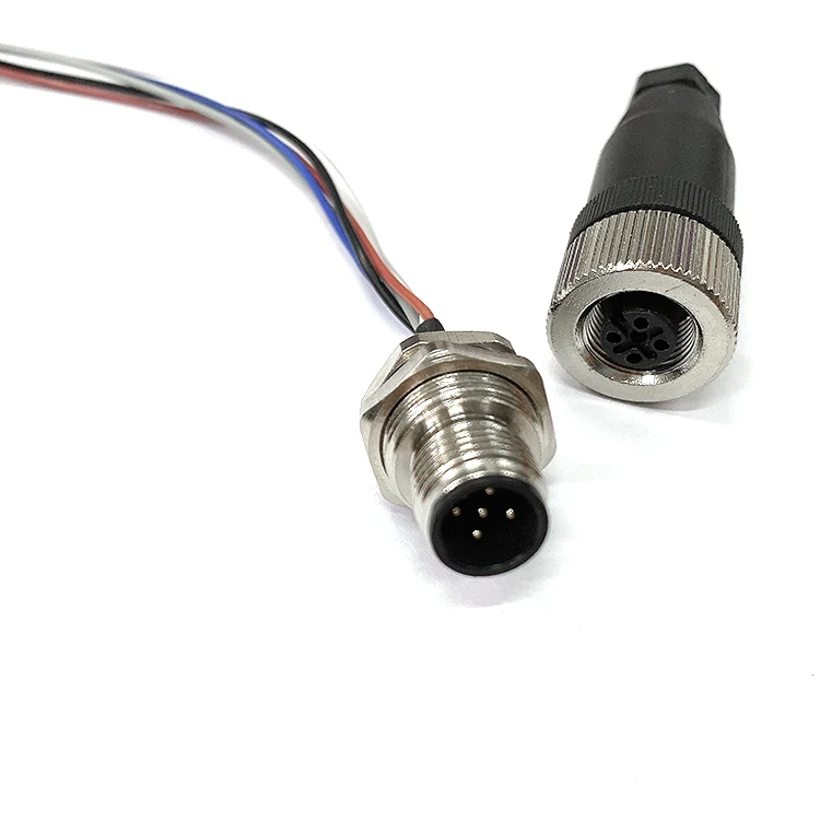 Cable Assembly Front Panel Mount M12 5 Position Plug Male Pins