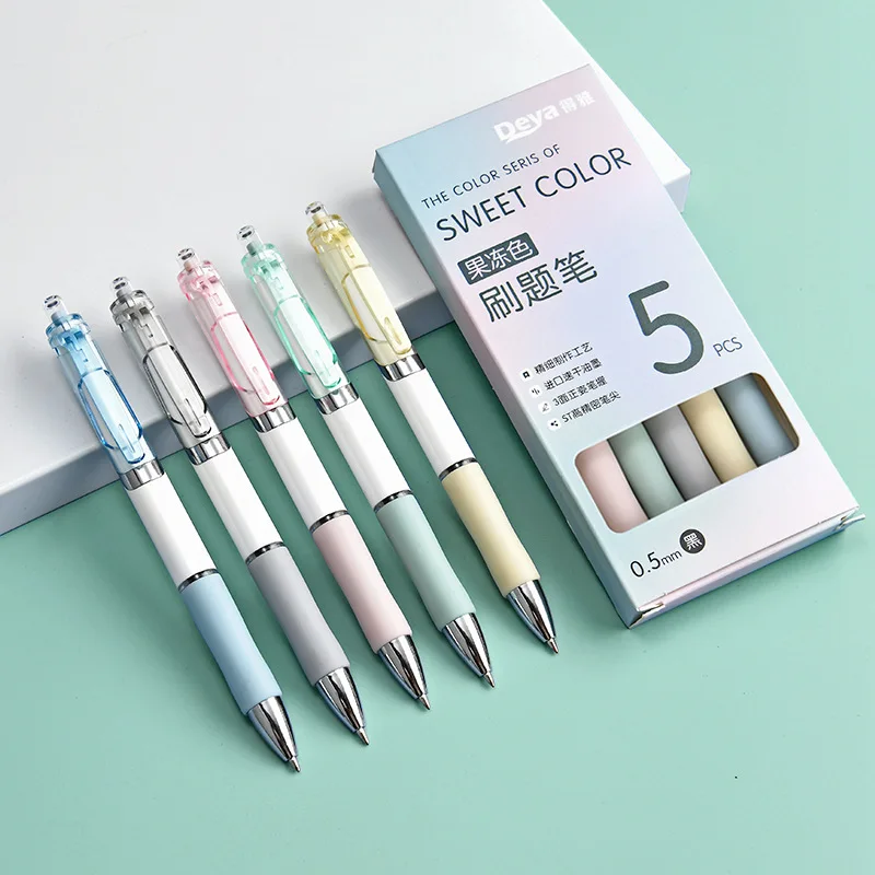 Cute Macaron Color Press Ballpoint Pen Custom Brush Inscription Pen ...