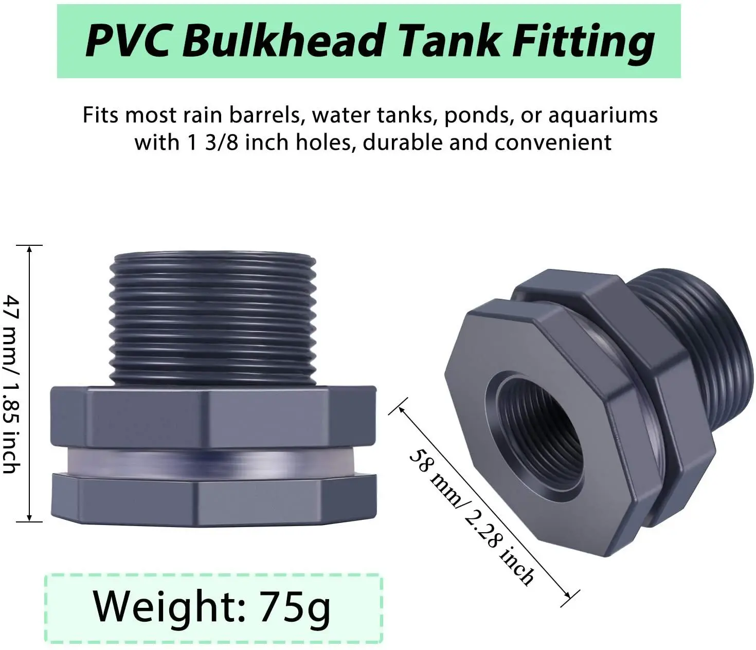 PP Plastic Bulkhead Fitting for Tank - Durable & Versatile