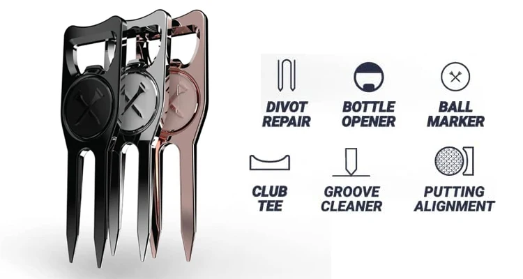 Golf Ball Marker And Metal Custom Golf Divot Repair Tool Multifunction ...