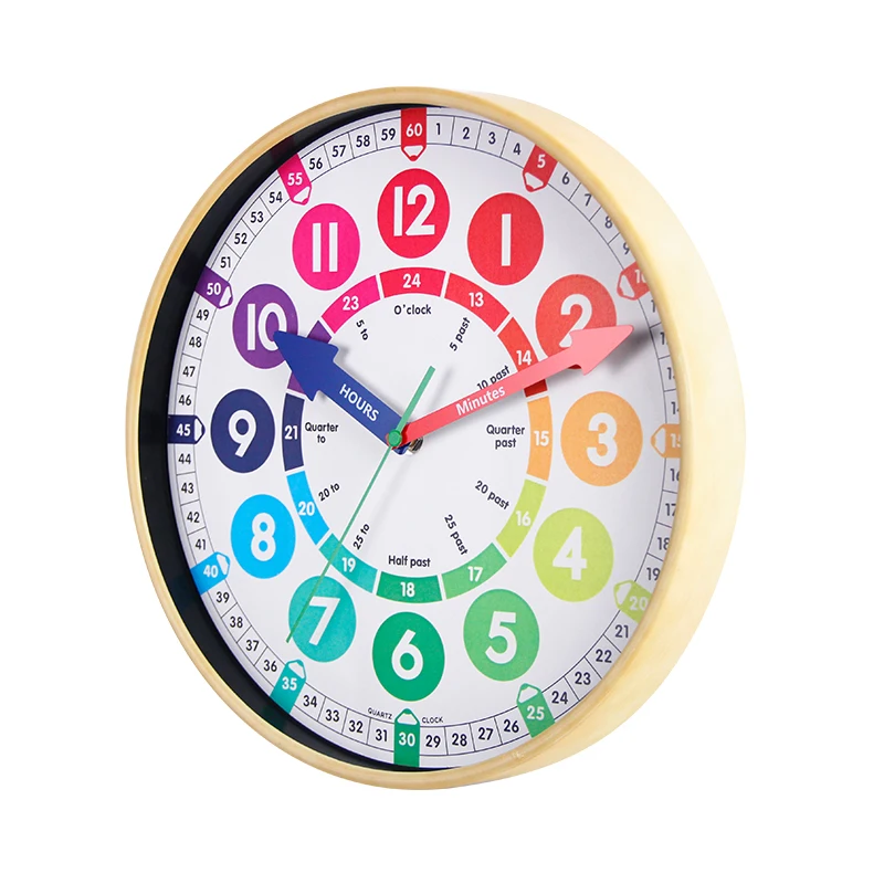 Colorful Learning Clock for Kids - Silent Educate Wall Clock