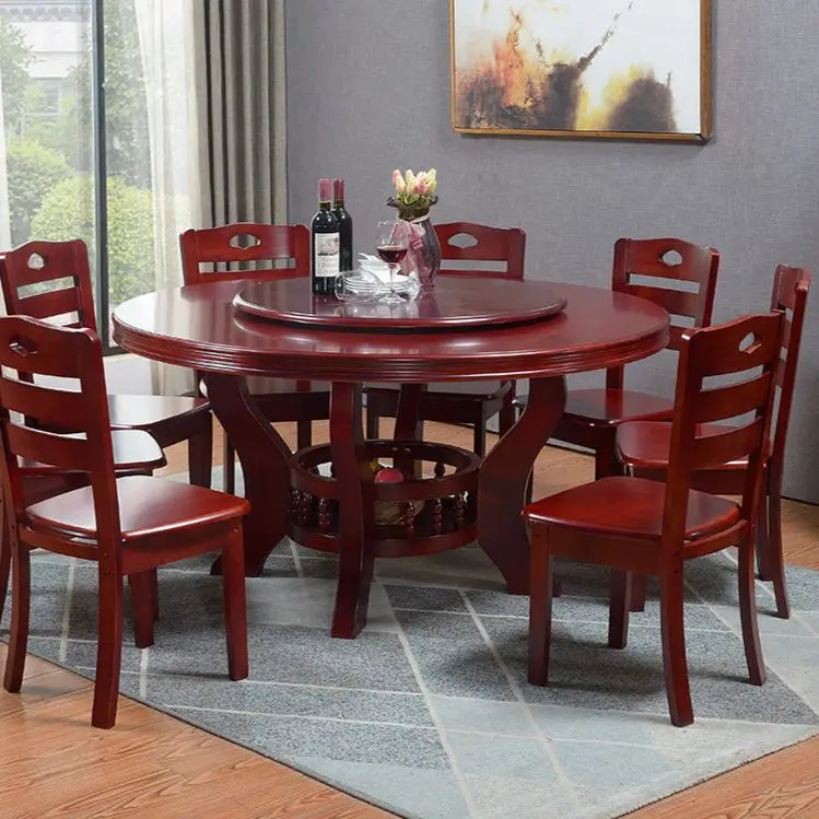 8 Seat Rotating Modern Round Wooden Dining Table And Chair Set 8 Seater ...