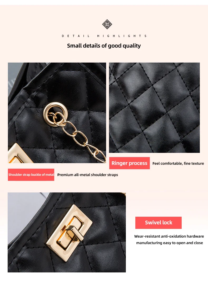 2024 Small Square Chain Women Handbags Chain Strap Messenger Purses ...