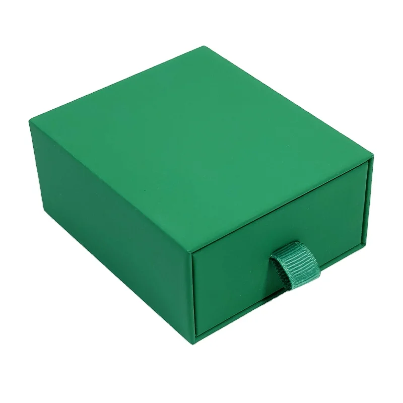 Customized Luxury Dark Green Cardboard Drawer Box Ribbon Perfume Empty ...