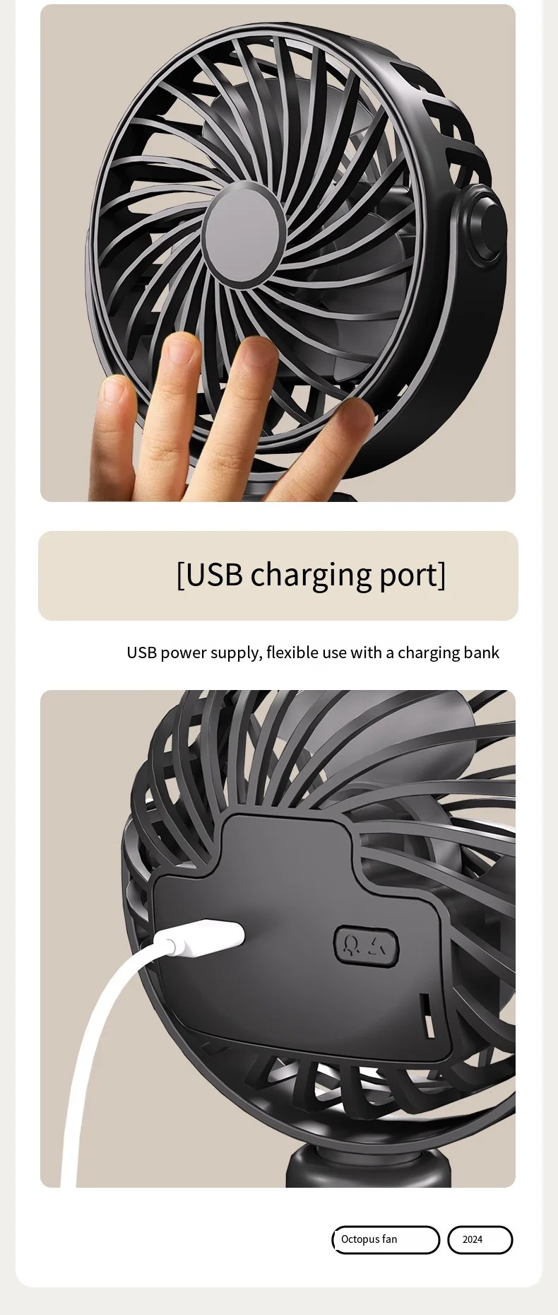 Custom Portable Mini USB Charging Fan - Versatile & Efficient
