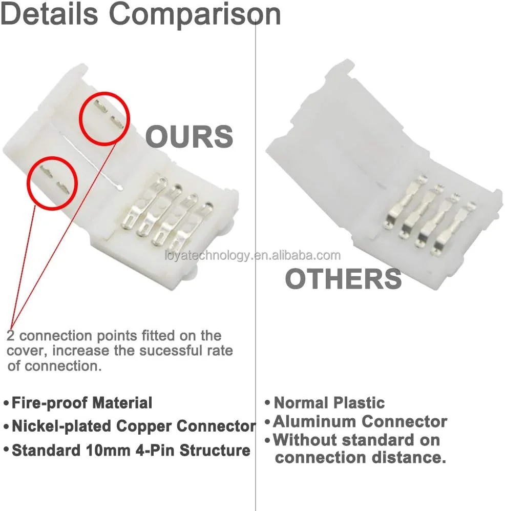 L Shape 4-pin Led Connectors 10-pack 10 Mm Wide Right Angle Corner ...