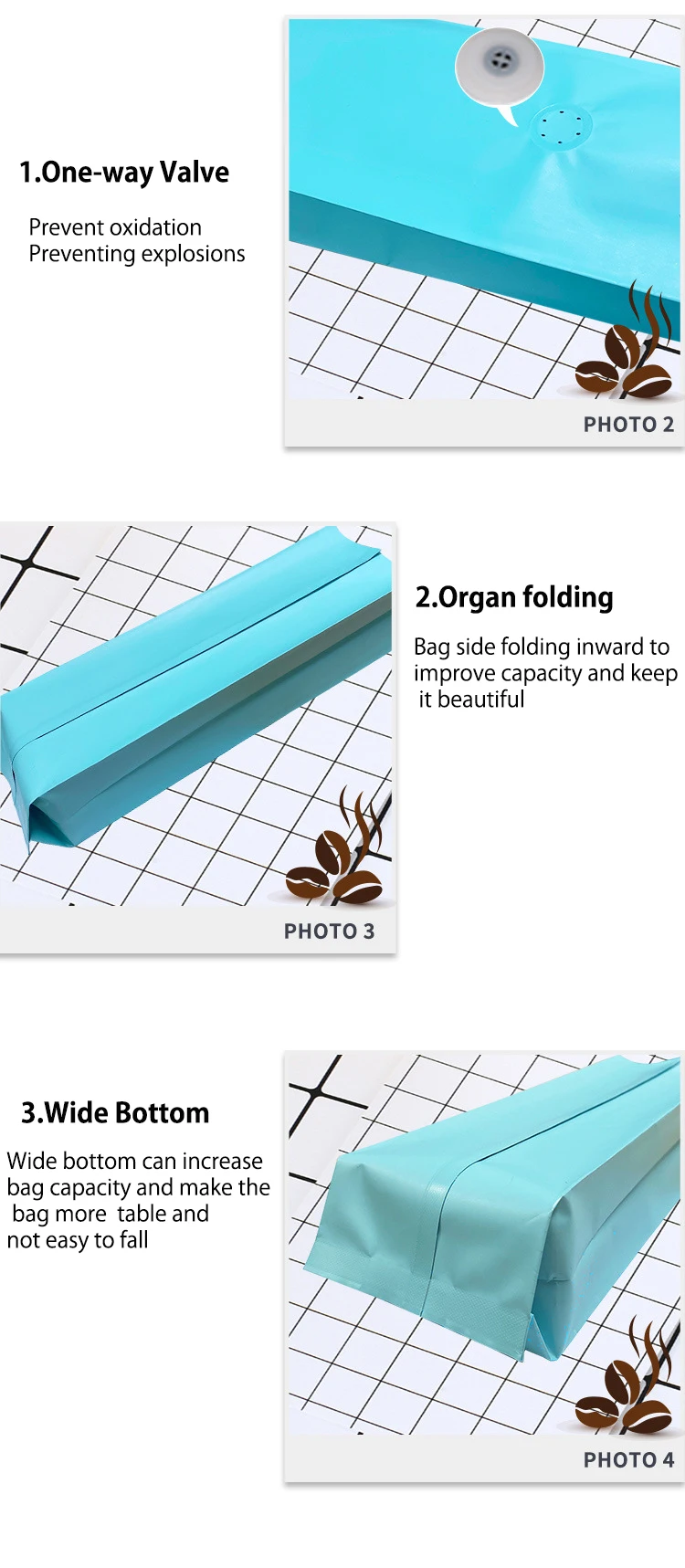 Custom Design250g 500g 1 Pound Resealable Aluminum Foil Coffee Beans ...