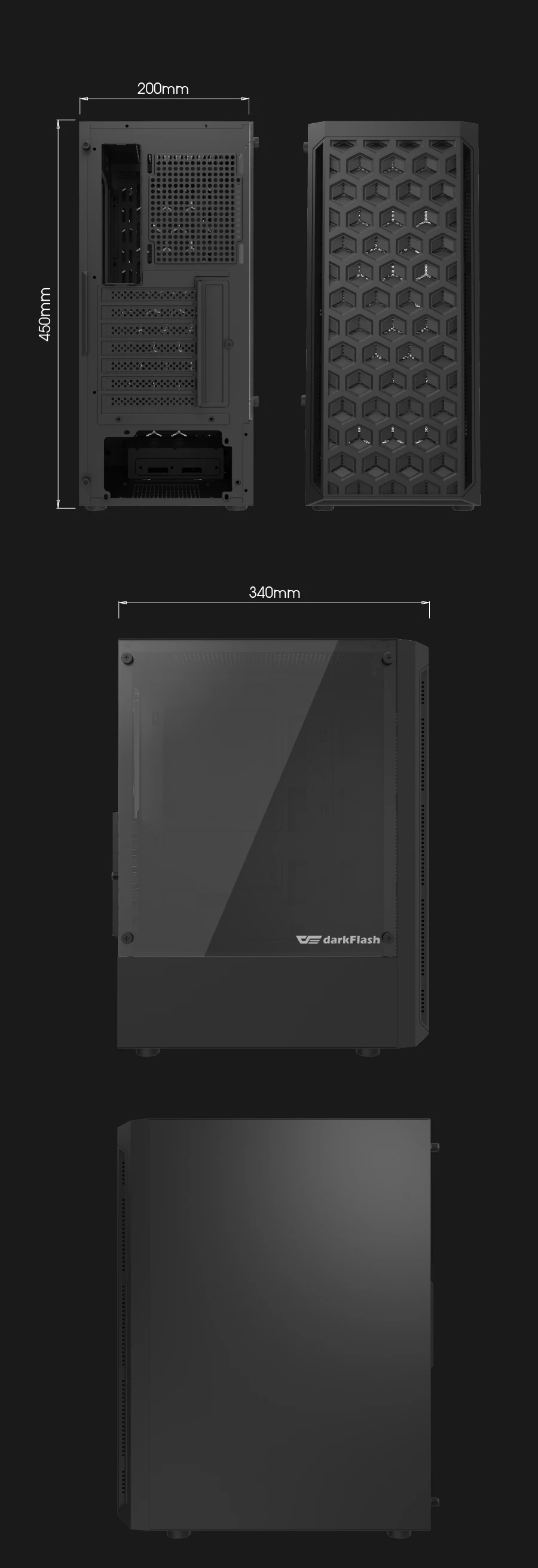 Darkflash Desktop Spcc Mid Tower Computer Chassis Matx Pc Case For ...