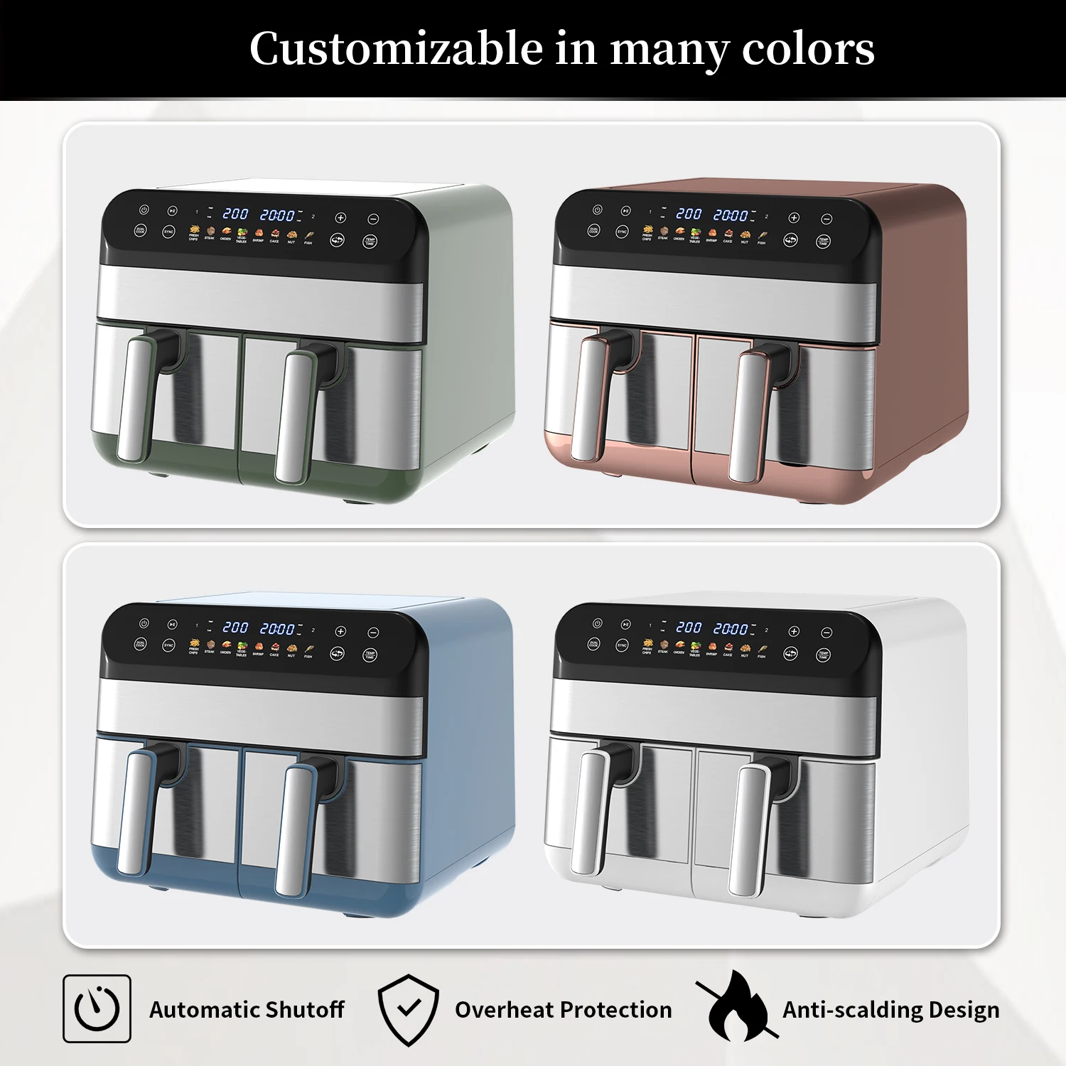 Hot Sale Double Air Fryer With Dual Basket 8l 9l 10l Two Dual Zone 2 ...