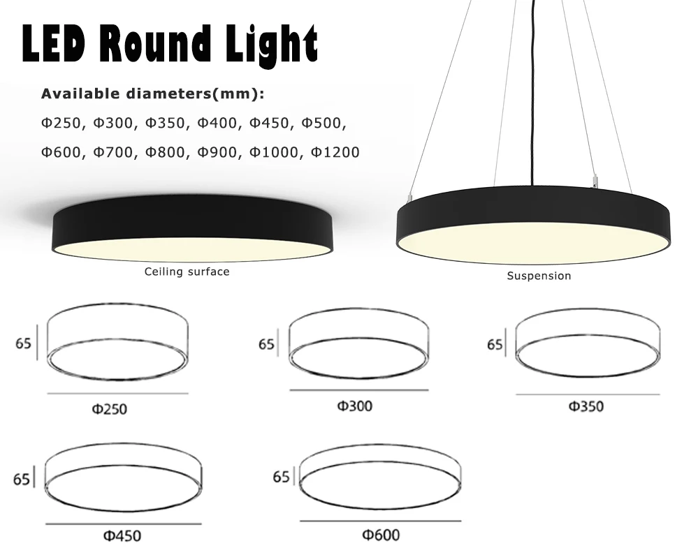 Suspended Round Panel Led Suspension Light With Different Diameters Ce ...