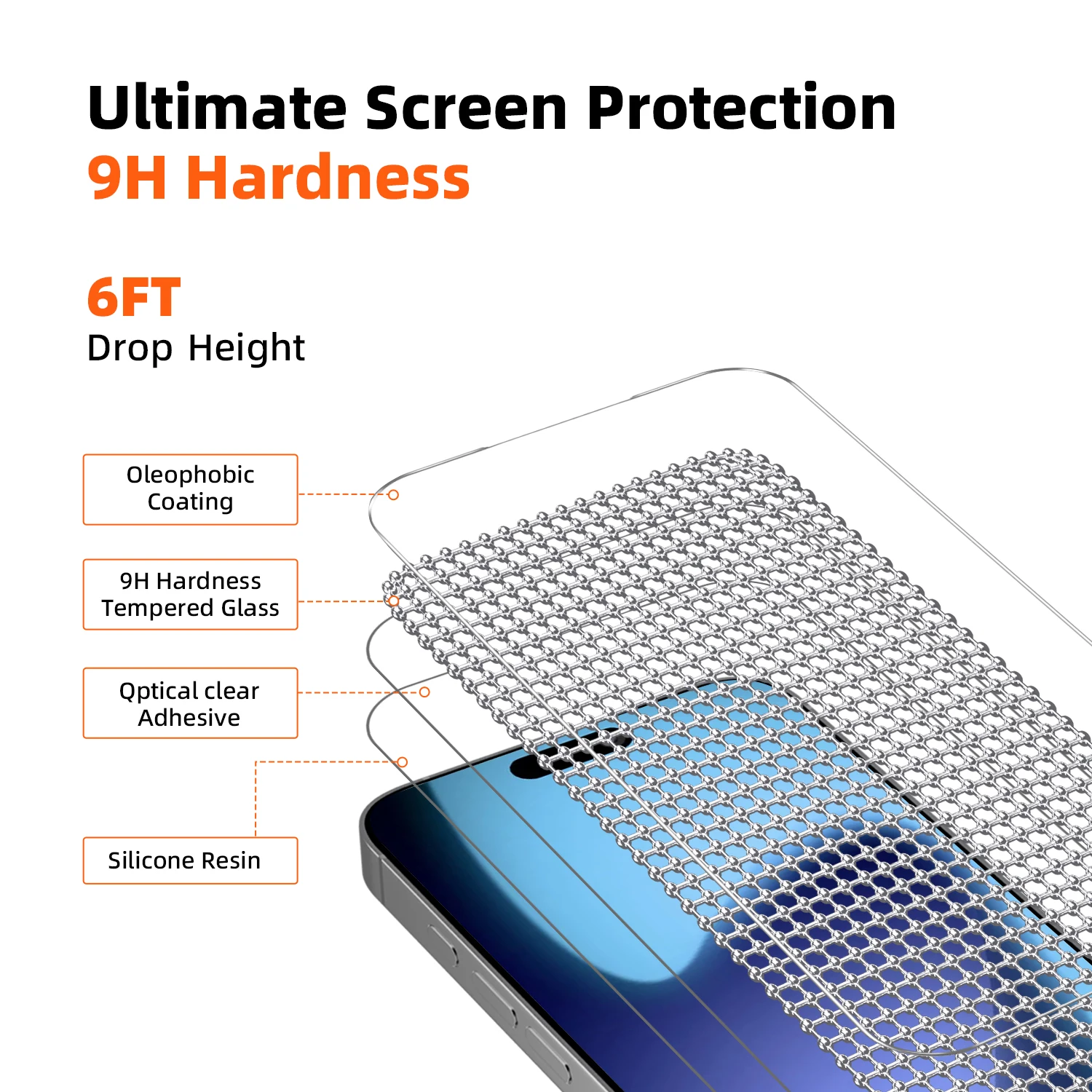 HD clear High Quality 9H Anti Scratch Wholesale Phone Tempered Glass ...