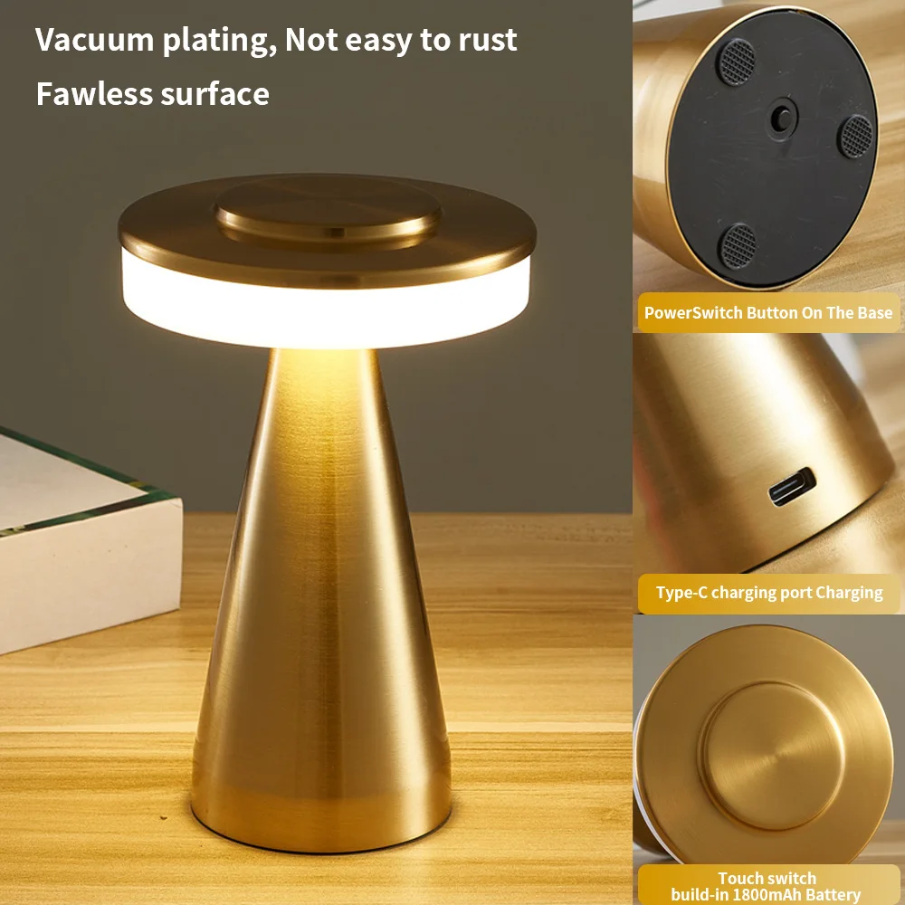 Led Table Lamp Touch Sensor Desktop Night Light Rechargeable Wireless ...