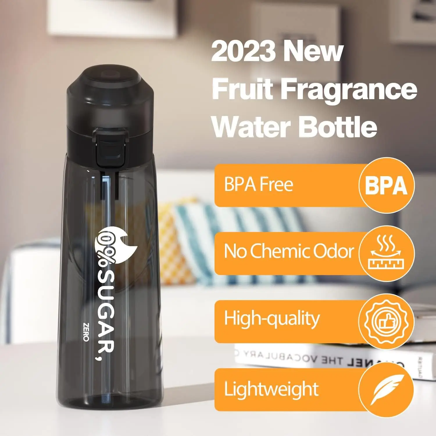 Sports Water Bottle With Flavor Pods Set 650ml Fruit Fragrance Scent ...