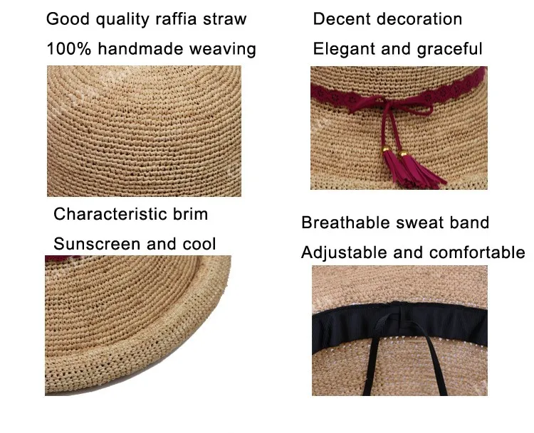 V Paper Raffia Straw Hand Crochet Woman Straw Hats Hat / Summer Lady ...