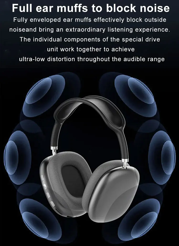 P9 Pro Max Wireless Bt Headphones Promax Noise Canceling Casque Sans ...