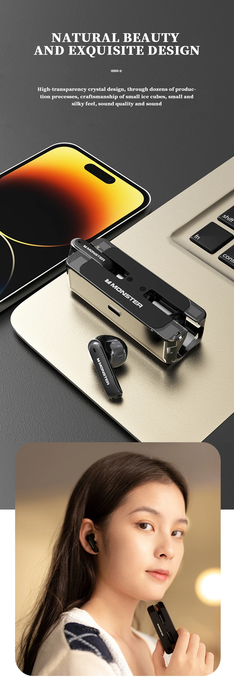 Oem For Monster New Product 2022 Alloy Shell Headset Gaming Wireless ...