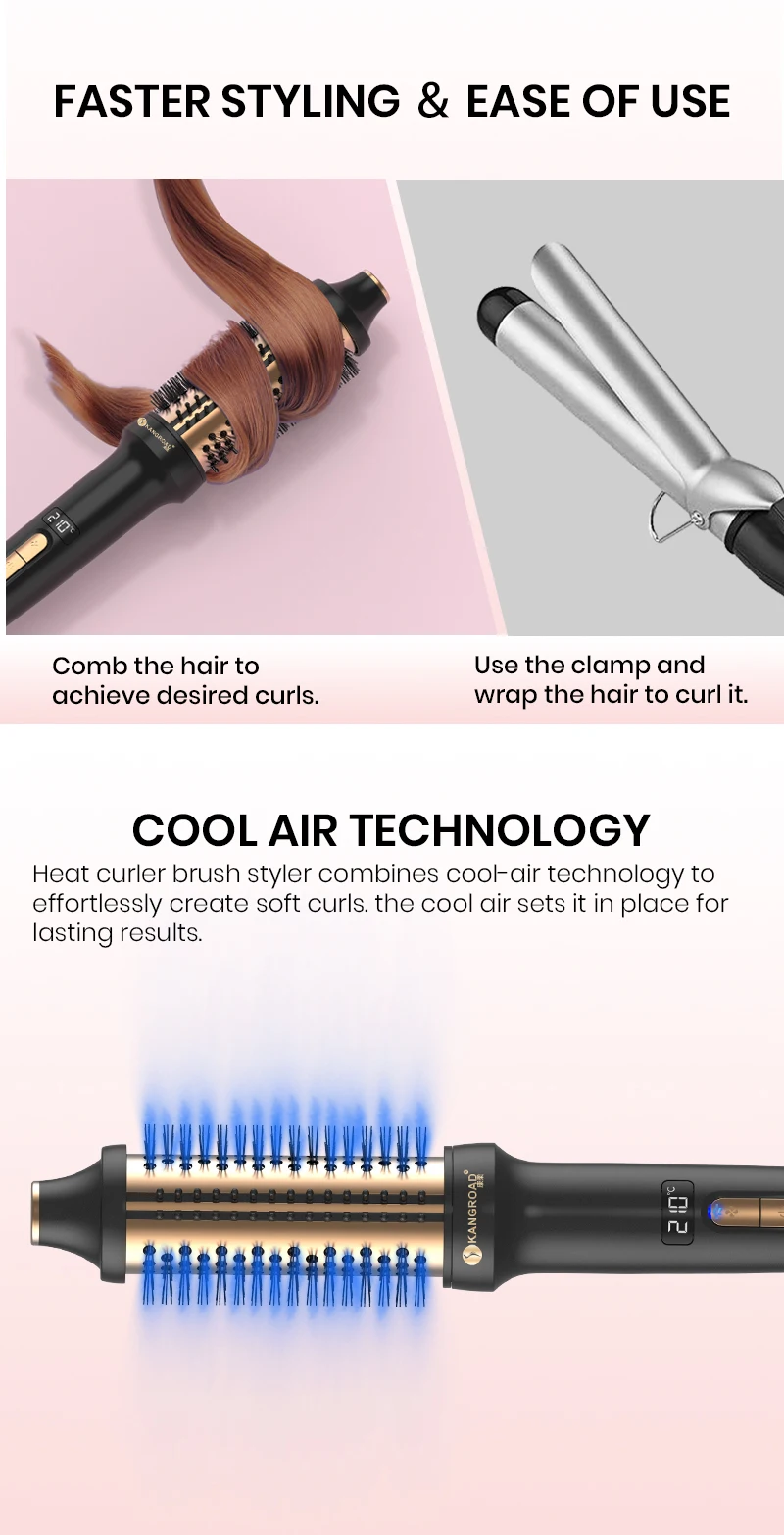 Kang Road Thermal Brush Millions Plasma Heated Curler Brush Adjust ...
