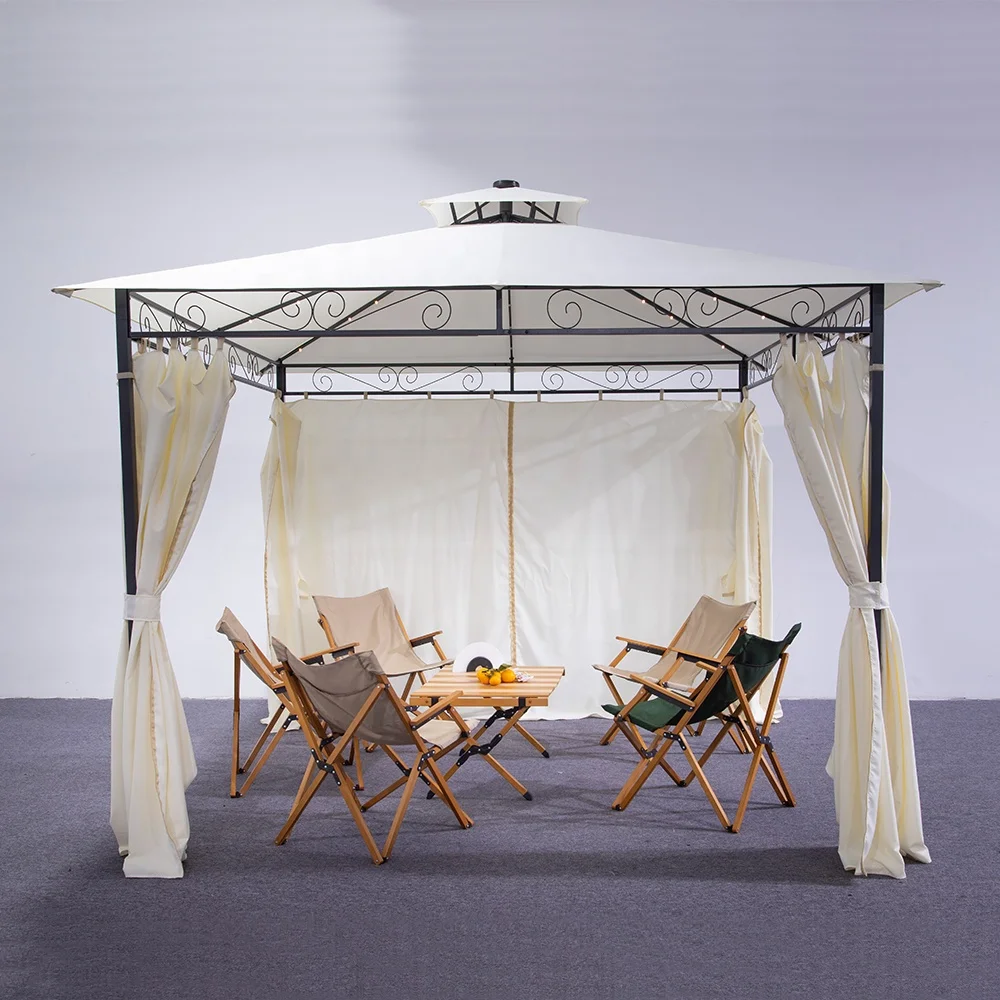 MIA High-end Patio Pavilion Metal Gazebo 4x4 Gazebo with LED Light ...