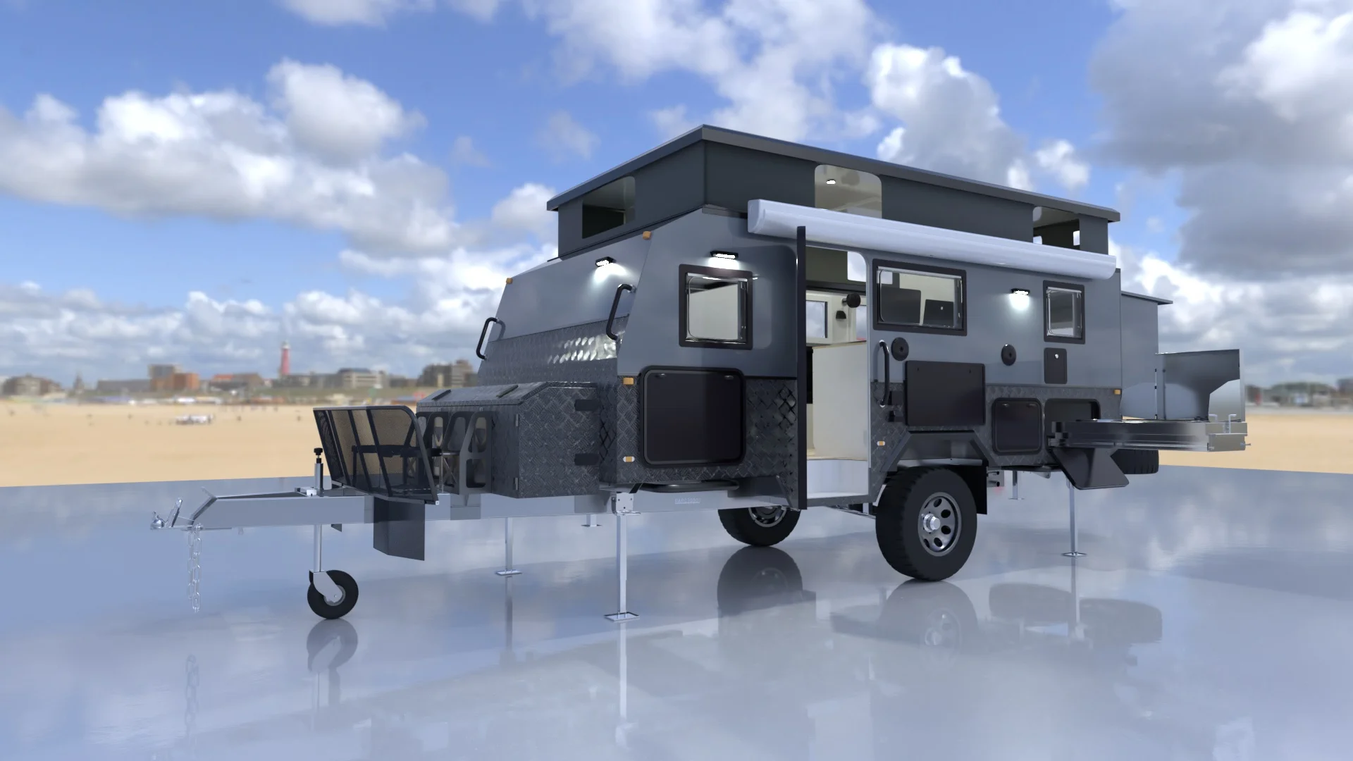 Ecocampor 15ft Hybrid RV Caravan Camper Trailer Van for Sale